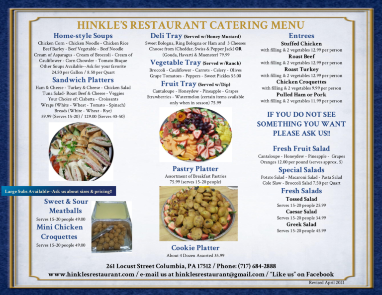 Catering - Hinkle's Restaurant
