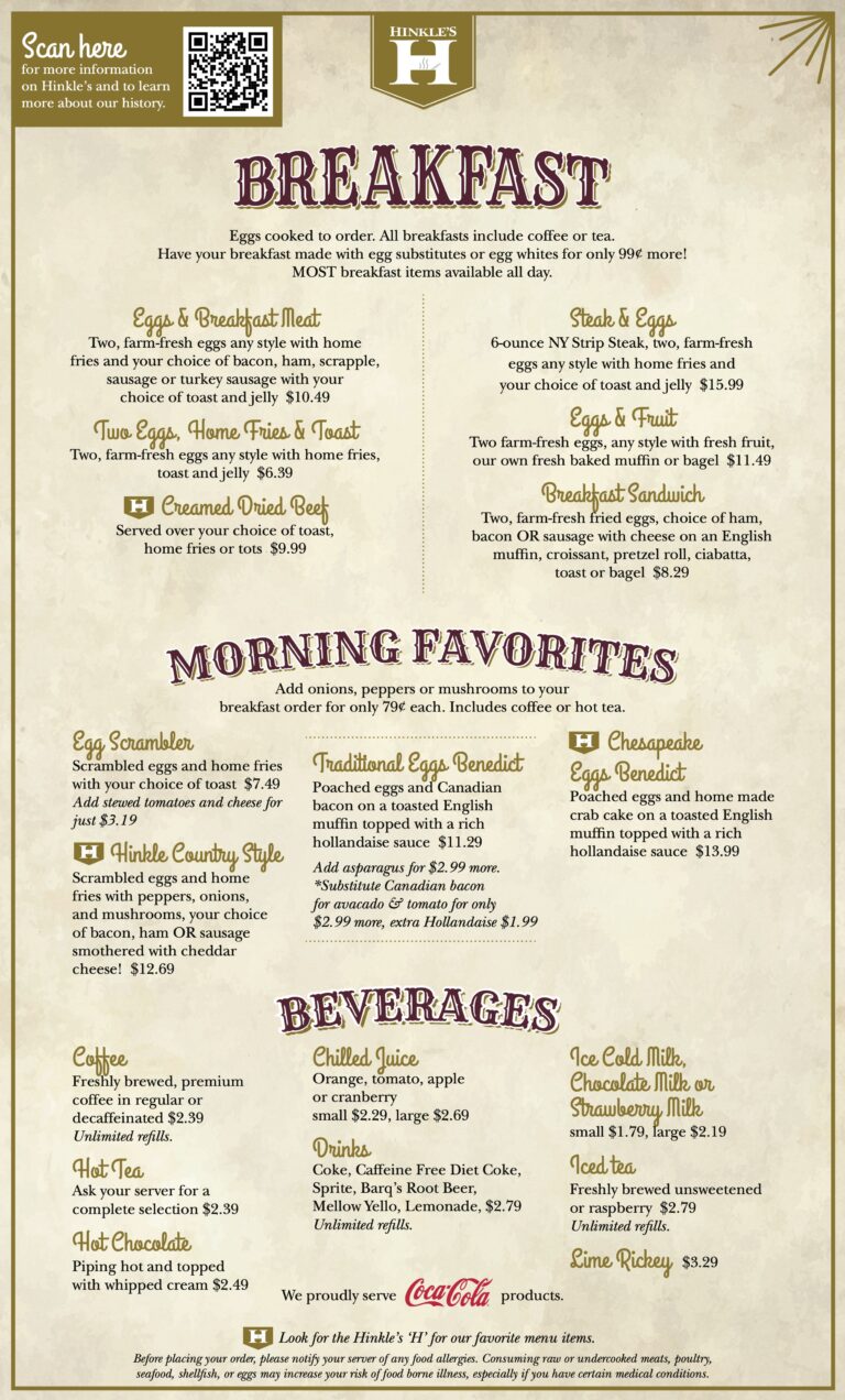 Menu - Hinkle's Restaurant