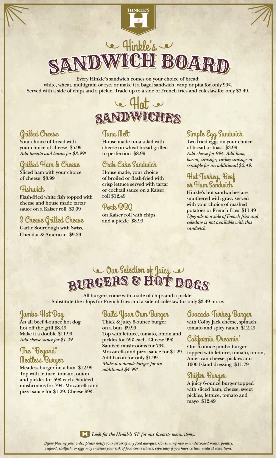 Menu - Hinkle's Restaurant