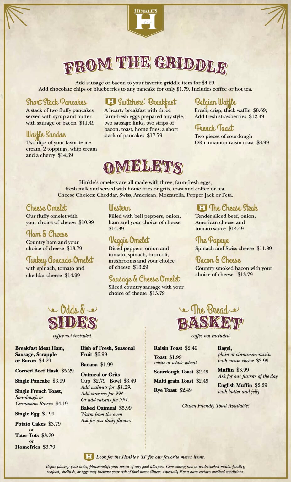 Menu - Hinkle's Restaurant